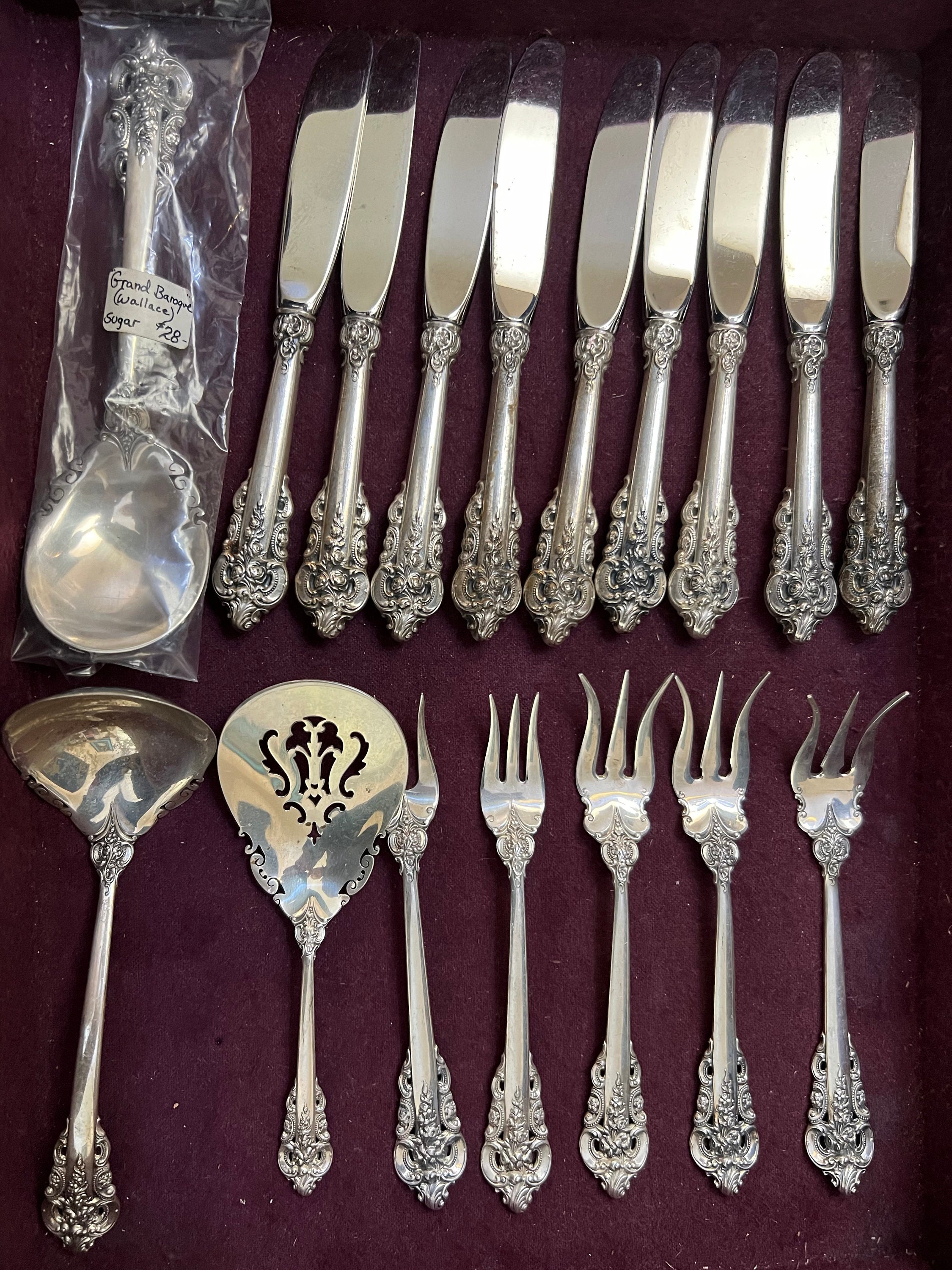 94 PCS Grande Baroque Wallace Sterling Silver, Flatware Set, Service ...