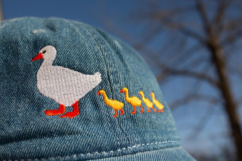 Embroidered Denim Goose Cap, Cottagecore Mom Hat, Adjustable - Etsy