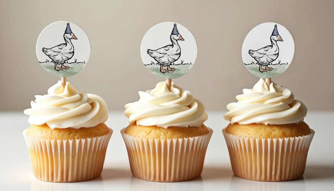 One Silly Goose Birthday Cupcake Topper, Geese Theme Decor ...
