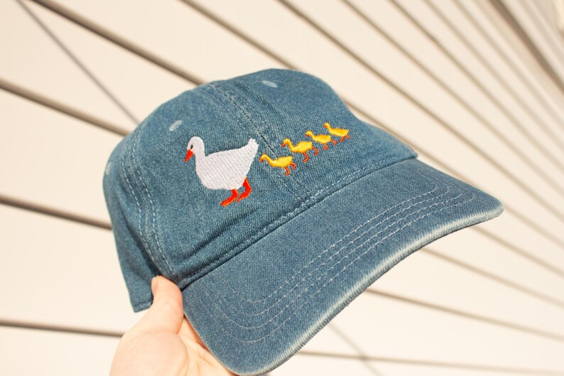 Goose Denim Embroidered Cap, Adjustable Fit Hat, Nature Lover Gift ...