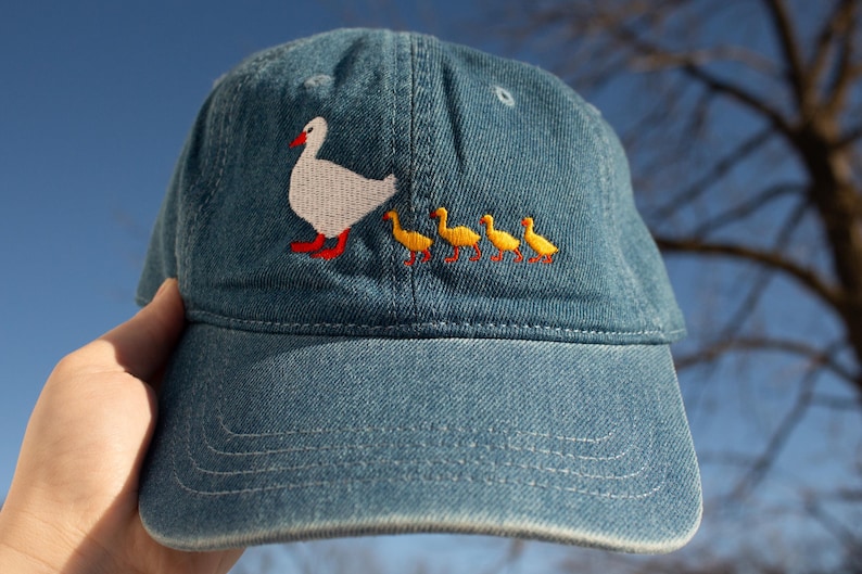 Embroidered Denim Goose Cap, Cottagecore Mom Hat, Adjustable - Etsy