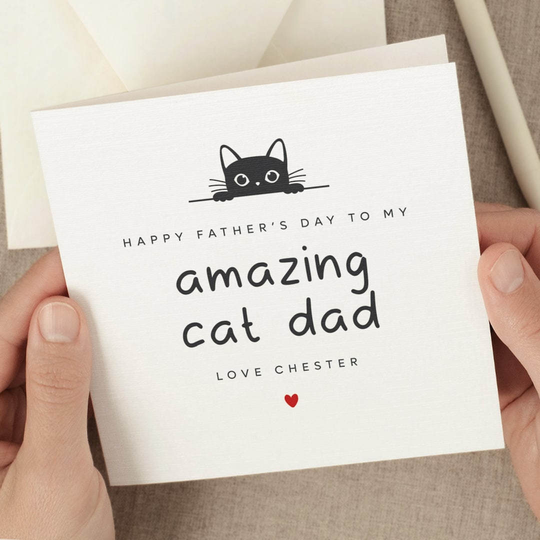 Fathers Day Cat Dad Card, Happy Fathers Day Card for Cat Dad ...