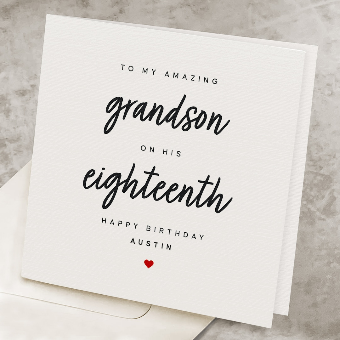 Grandson 18th Birthday Card, Eighteenth Happy Birthday Card for ...