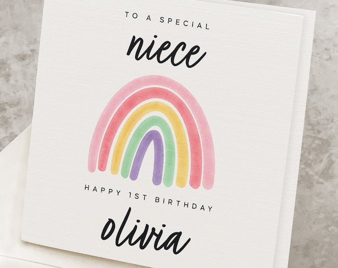 Happy 1st Birthday Card for Niece Personalized Name Niece - Etsy