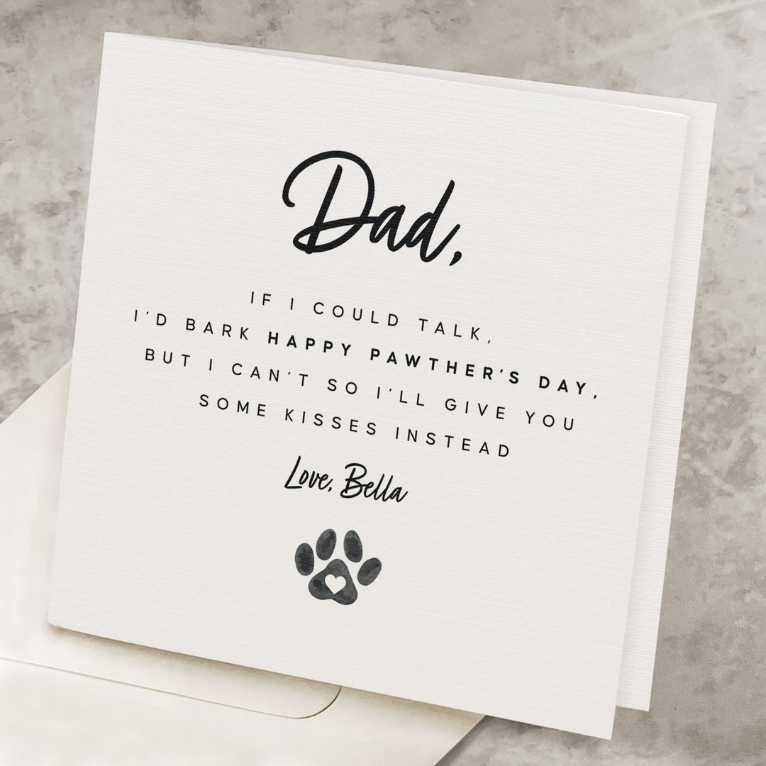 Fathers Day Card From Dog, Cute Dog Dad Father's Day Card, Personalized ...