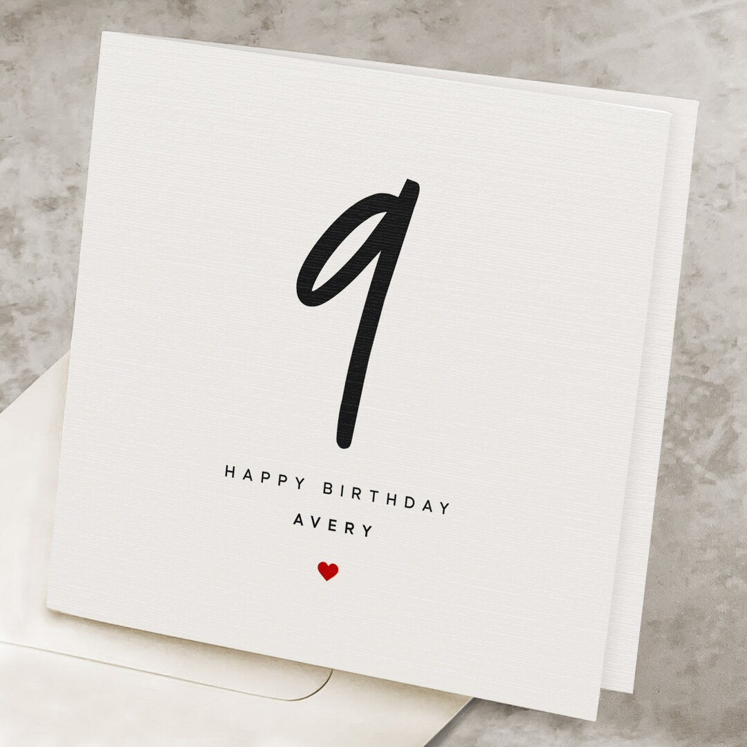 Ninth Birthday Card for Girl, Personalized, 9th Birthday Card for Boy ...