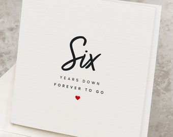 6th Anniversary Card 6th Wedding Anniversary Card 6 Years - Etsy