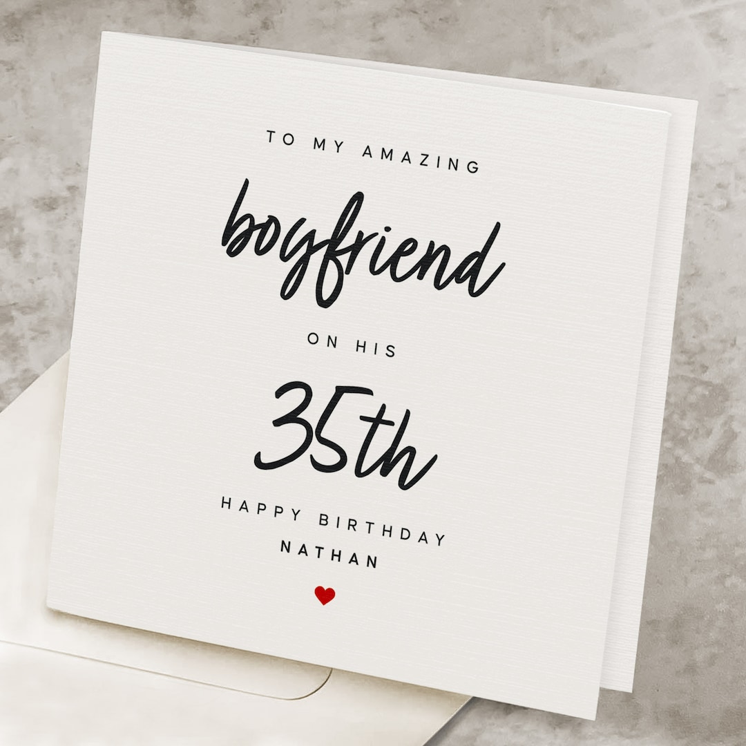 Boyfriend 35th Birthday Card, Personalized 35 Birthday Card for ...