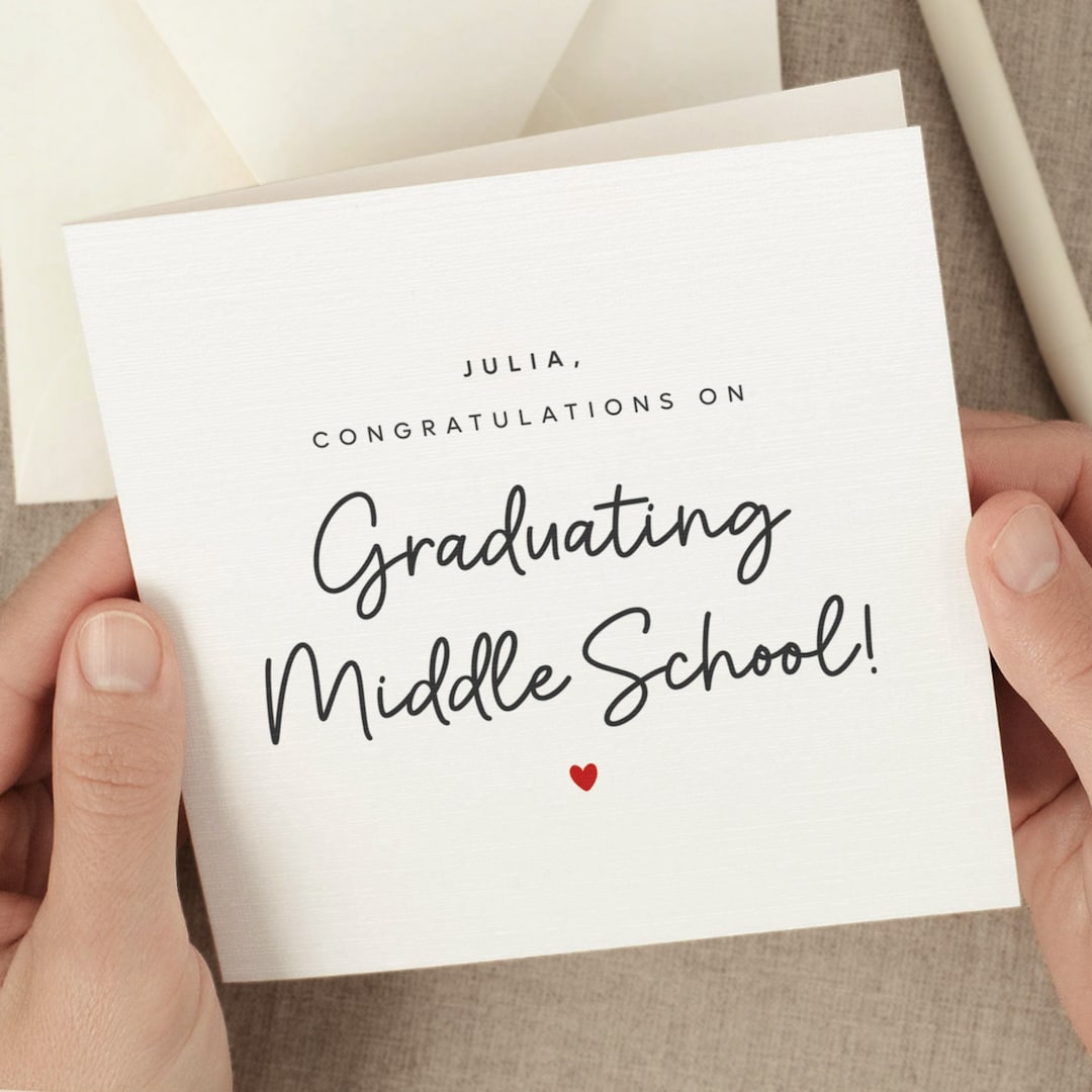 Custom Middle School Graduation Card, Personalized Middle School ...