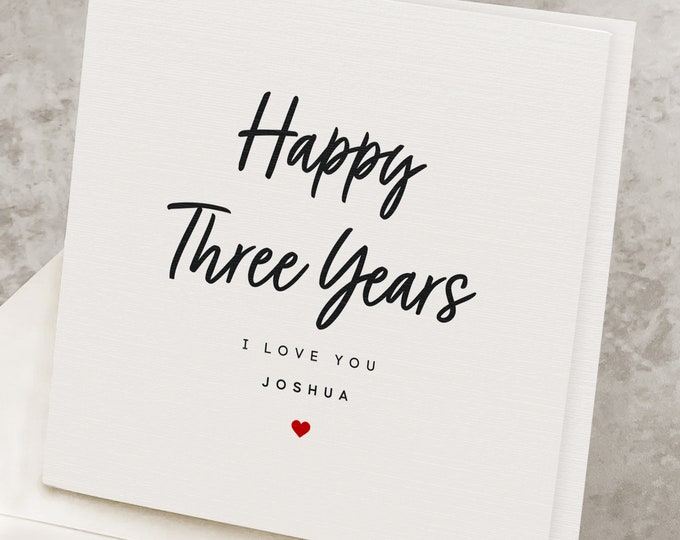3rd Anniversary Card for Him for Her Third Anniversary Card - Etsy
