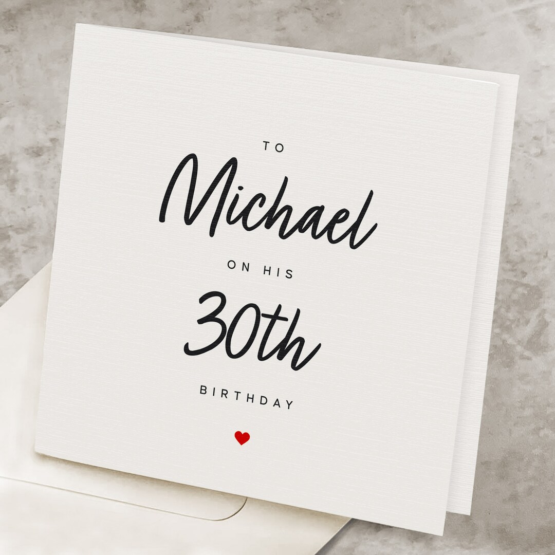 Personalized 30th Birthday Card, Any Name, Happy Thirtieth Birthday ...