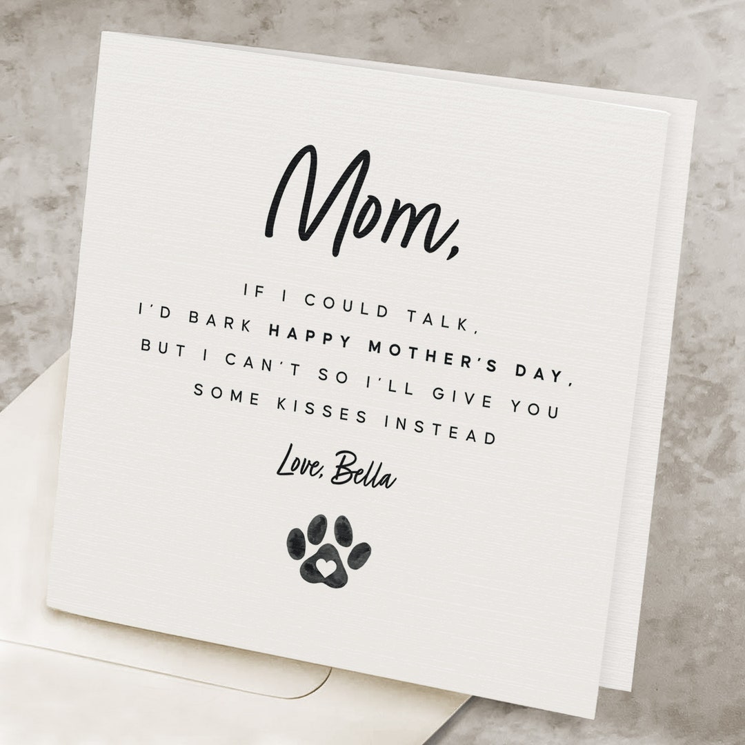 Dog Mom Mothers Day Card, Happy Mother's Day Card From Dog, Cute ...