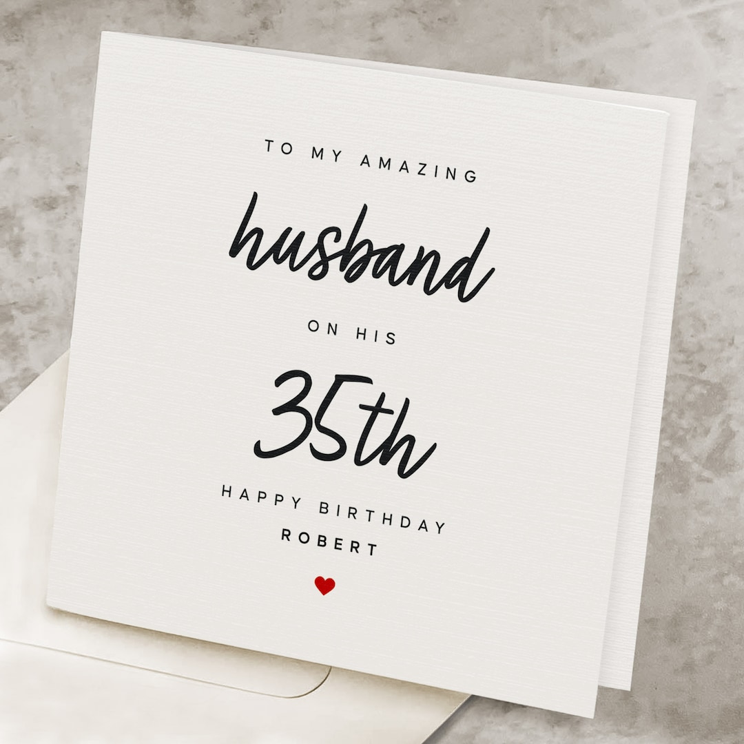 35th Husband Happy Birthday Card, 35 Years Old Cute Birthday Card for ...