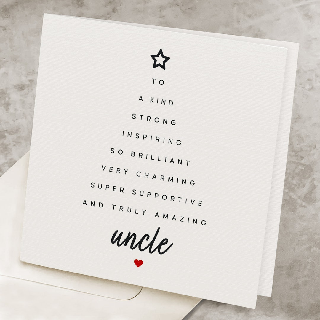 Uncle Christmas Card, Christmas Card for Uncle, From Niece, Super Cute ...