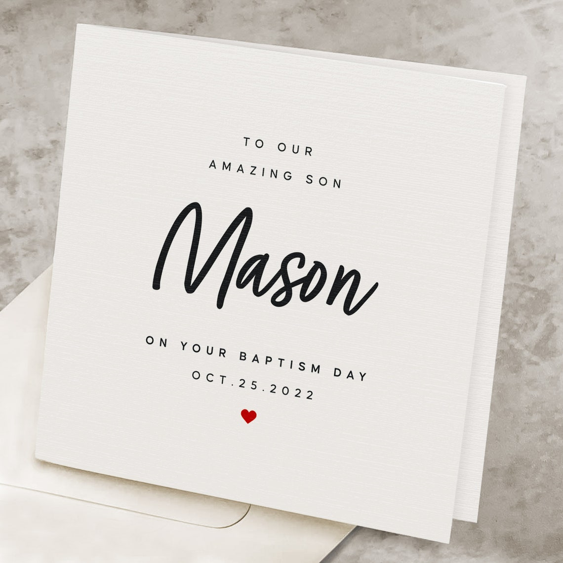 Card for Son's Baptism, Personalized Name, Baptism Card for Son, Custom ...