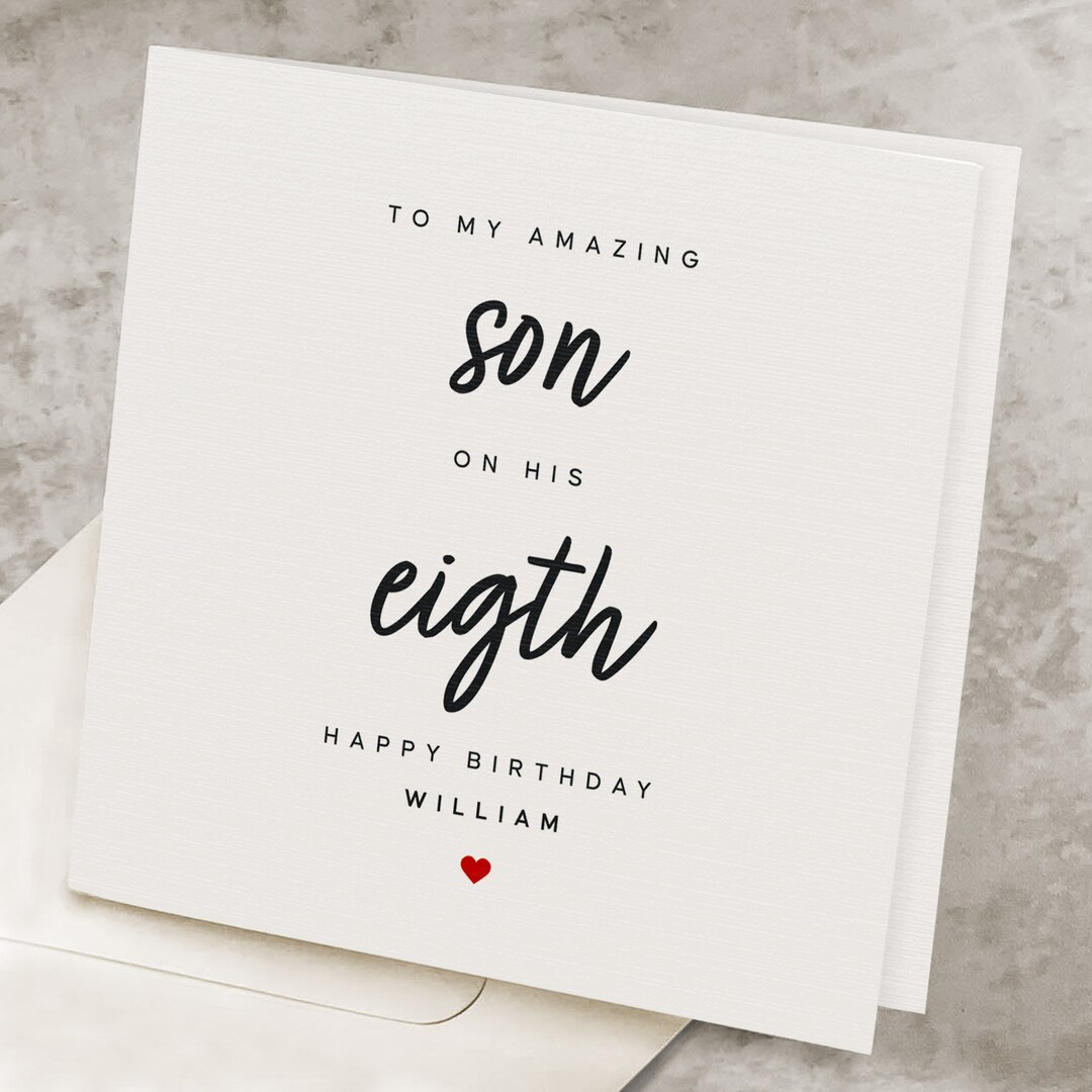 Son 8th Happy Birthday Card, Age 8, Personalized Eighth Birthday Card ...