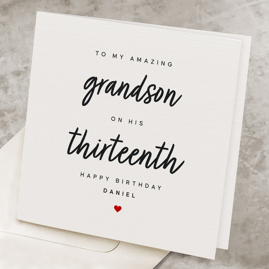 13th Birthday Card for Grandson, Personalized Thirteenth Birthday Gift ...