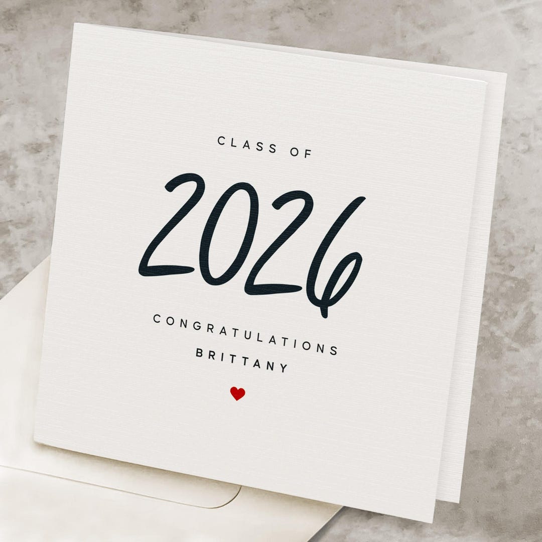 Personalized Class of 2026 Graduation Card, High School Graduation Card ...