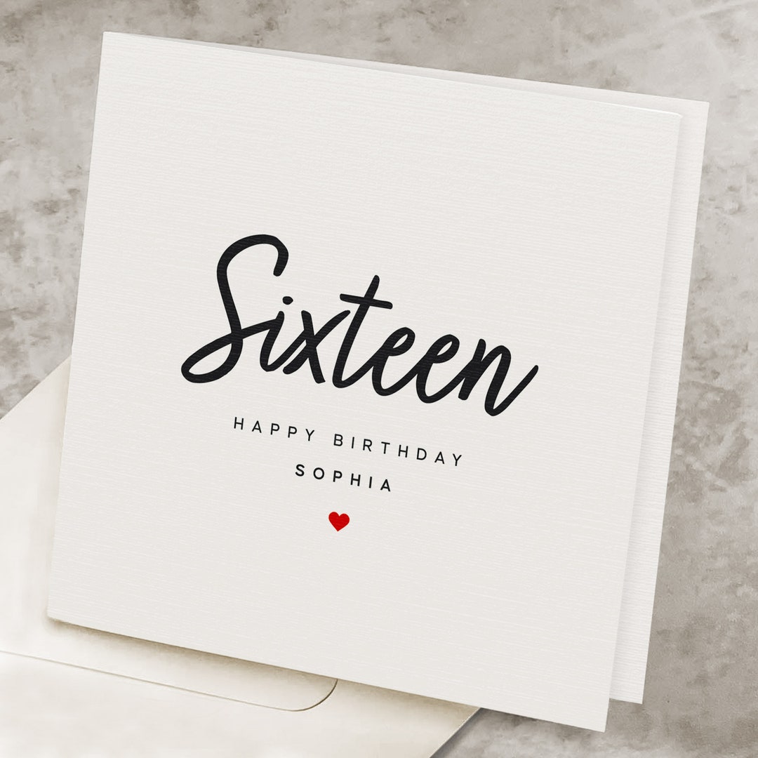 16th Birthday Card, for Girl, for Boy, Personalized Sixteen Years Old ...