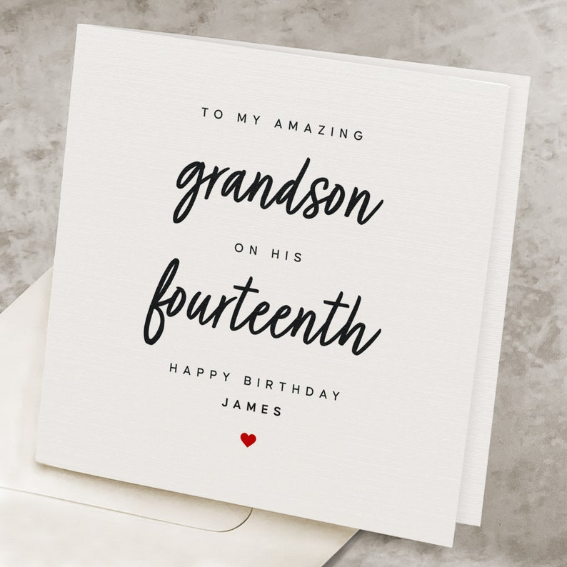 Grandson 14th Birthday Card, Fourteenth Happy Birthday Card for ...