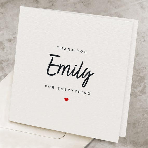 Thank You Card With Personalization Thank You for Everything | Etsy