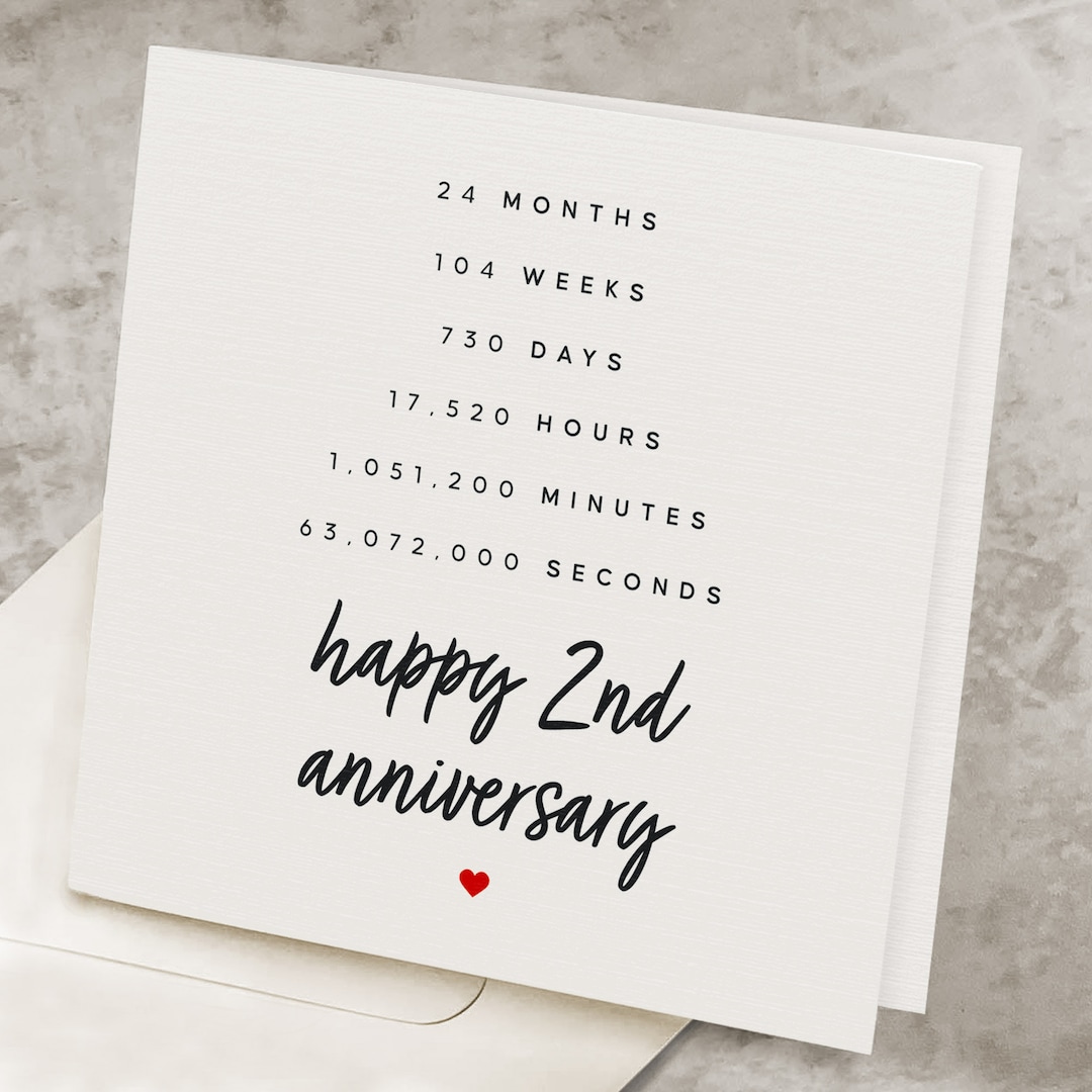 2nd Anniversary Card, for Boyfriend, for Husband, 2nd Anniversary Gift ...