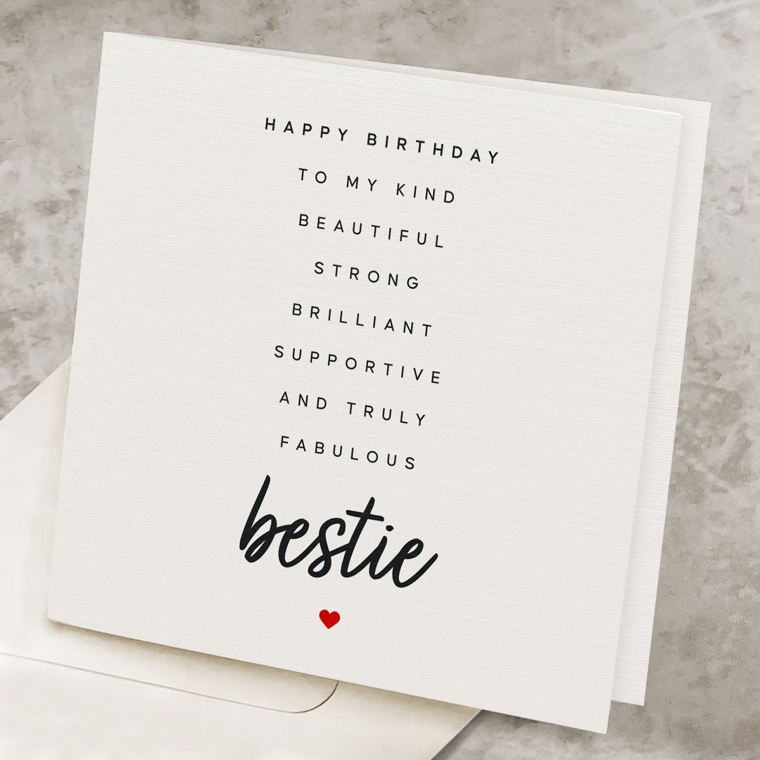 Happy Birthday Card for Bestie, With Poem, Birthday Gift for Amazing ...