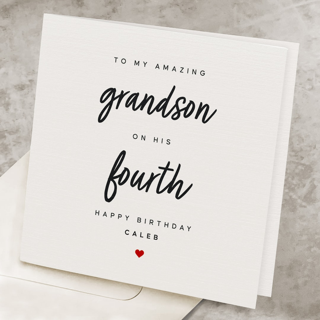 4th Birthday Card for Grandson, Grandson's Fourth Birthday Card, From ...