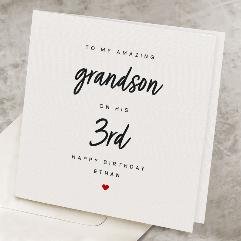 Grandson 3rd Birthday Card Personalized Happy Third Birthday Gift For grandson-3rd-birthday-card-personalized-happy-third-birthday-gift-for