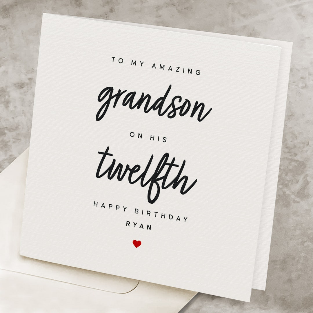 12th Birthday Card for Grandson, Personalized Grandson's Twelfth Happy ...