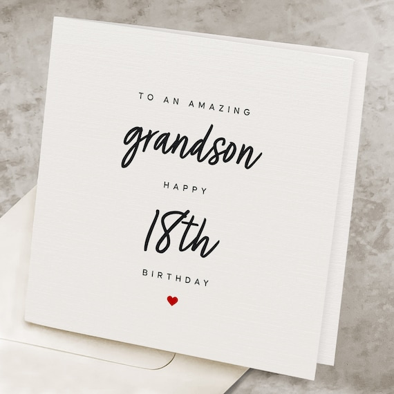 18th Birthday Card for Grandson Grandson's Eighteenth - Etsy