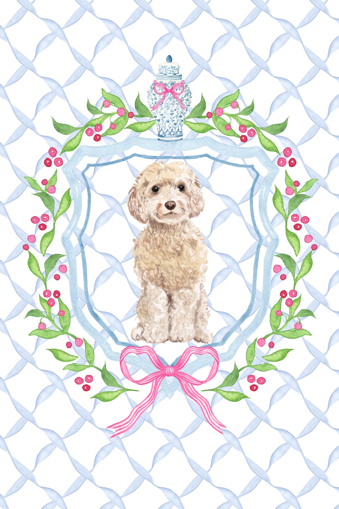 Preppy Dog Watercolor Stationery Set of 25 With Envelopes Chinoiserie ...