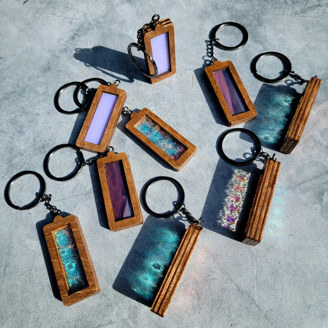 Dichroic Stained Glass Key Chains, Suncatcher, Boho Keychain, Handmade ...