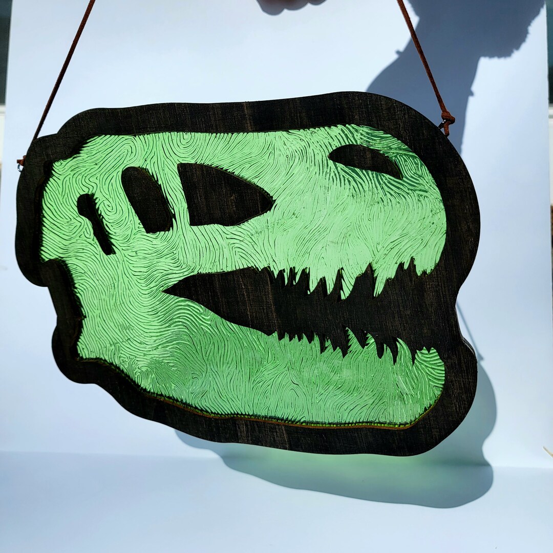 T-rex Stained Glass, Paleontology, Dinosaur Suncatcher, Tyrannosaurus ...