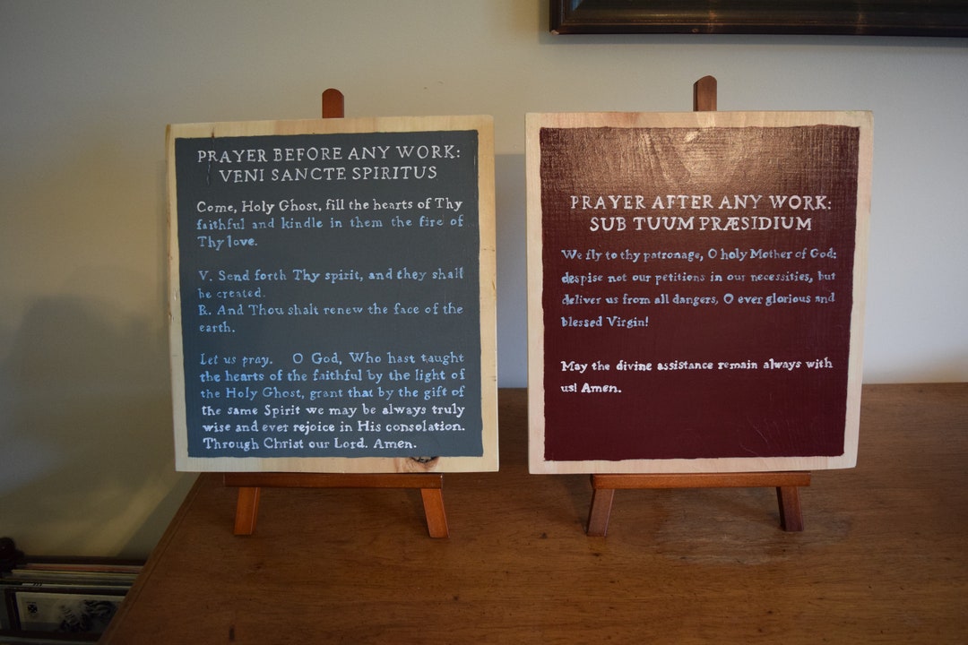 Roman Catholic Prayer Before Work and Prayer After Work Hand-painted ...
