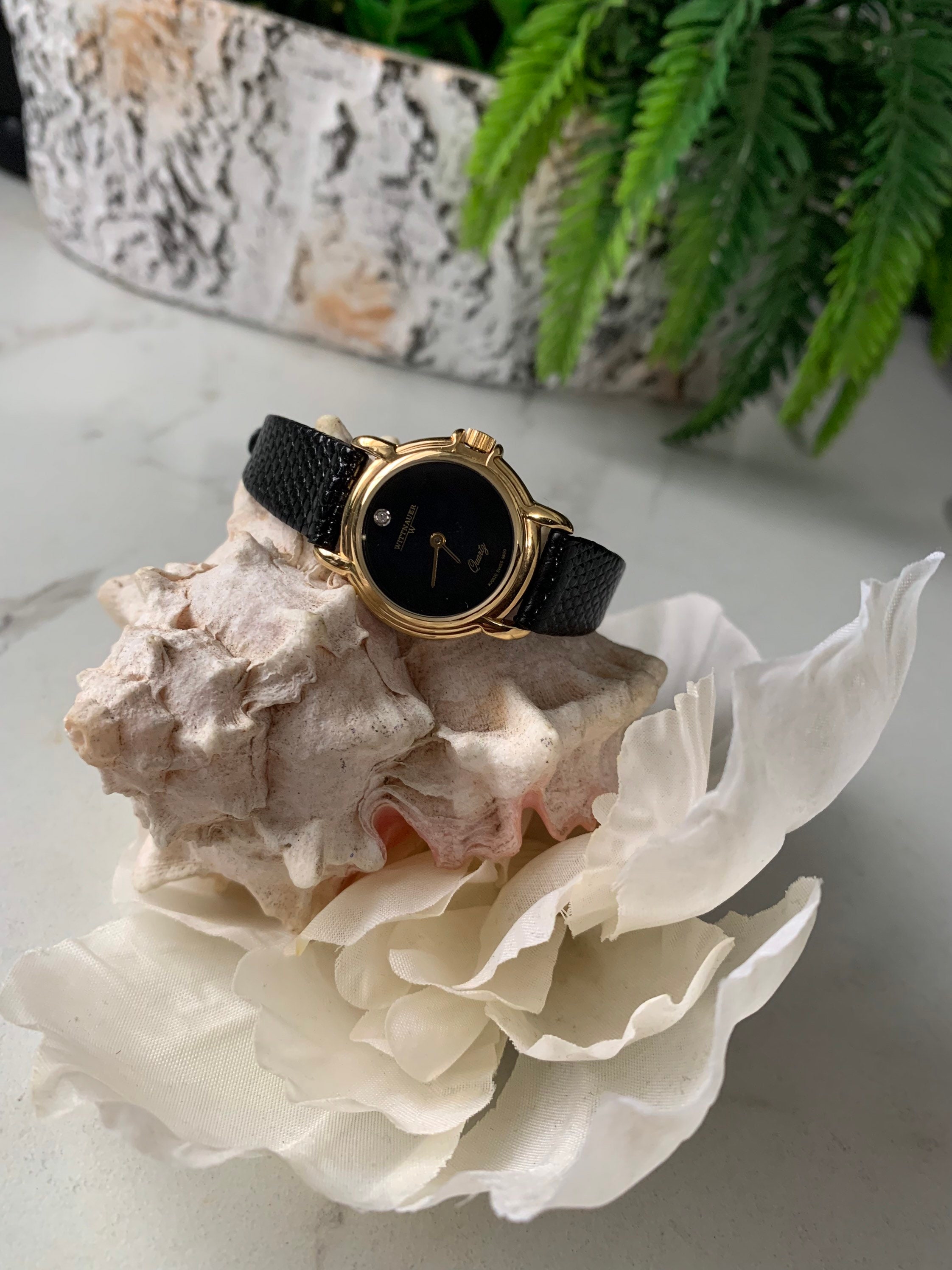 Vintage 80s Wittnauer Diamond Ladies Watch, Tru Vintage Leather Band ...