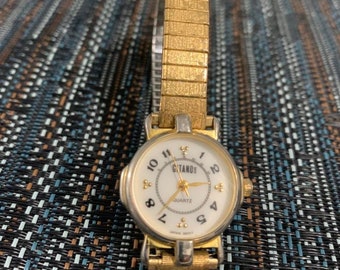 Vintage Ladies Gitano Quartz Watch in Silvertone and Goldtone Dial With ...