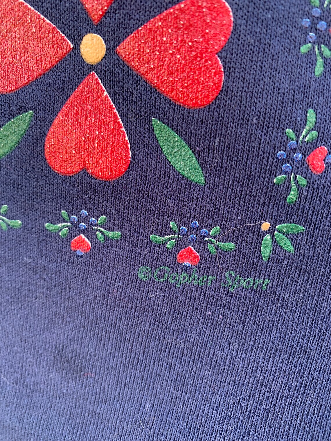 Vintage apples Grandma Sweater Size Large by Gopher Sport, Blue/red ...