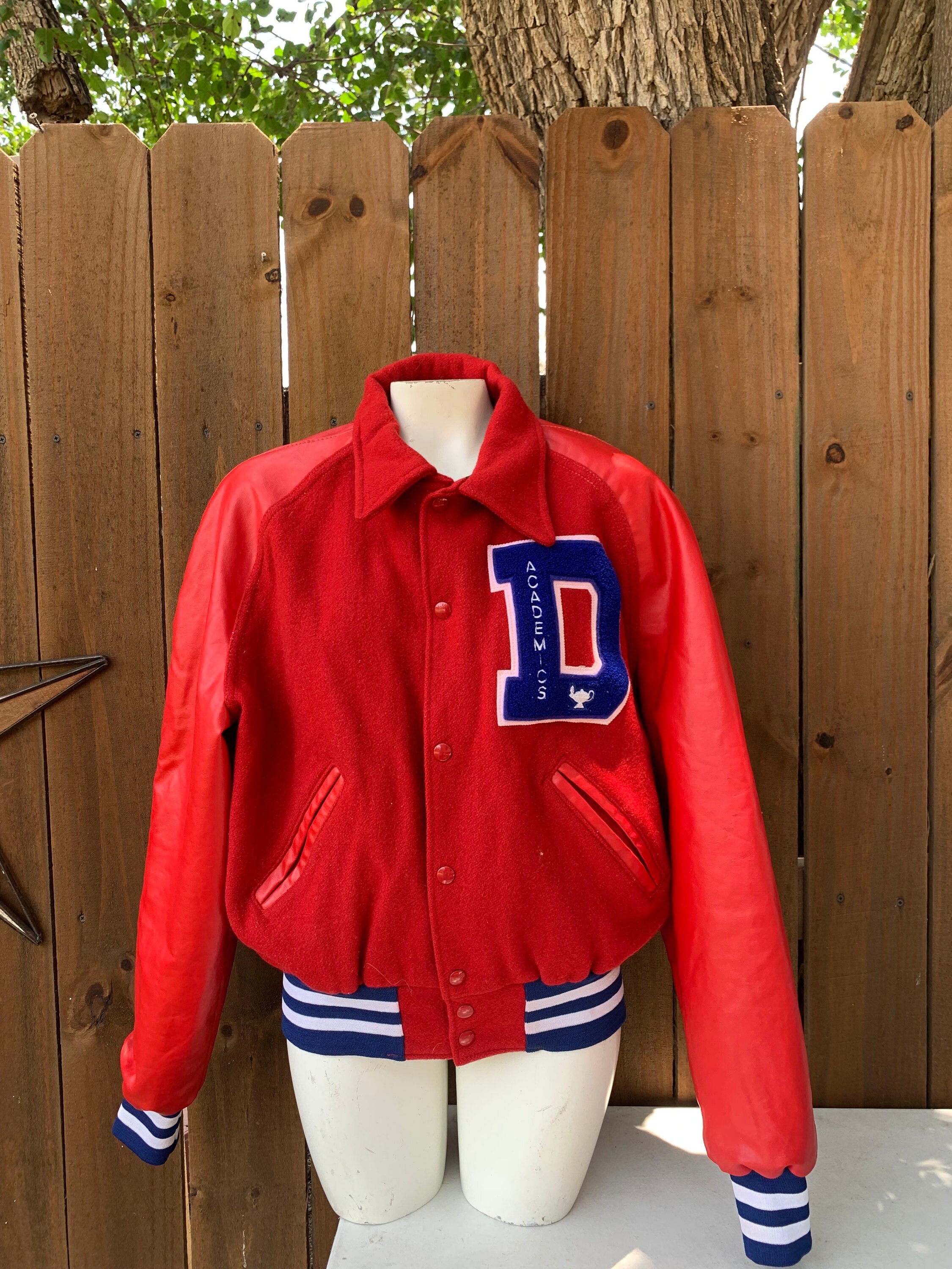 Vintage Letterman Holloway Jacket Size Medium, Vtg Academics Red ...