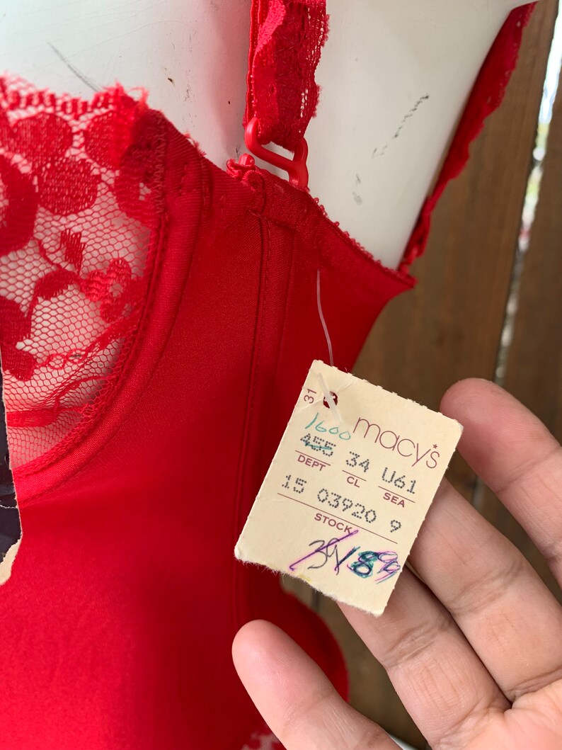 Vintage Lady Marlene Corset/bustier Size 34 in Red Lace, Vintage Red ...