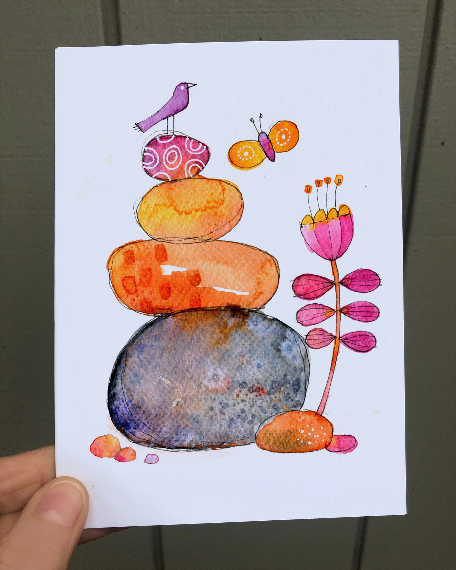 Set of 6 Art Note Cards - Rock Cairn I Collection - Etsy