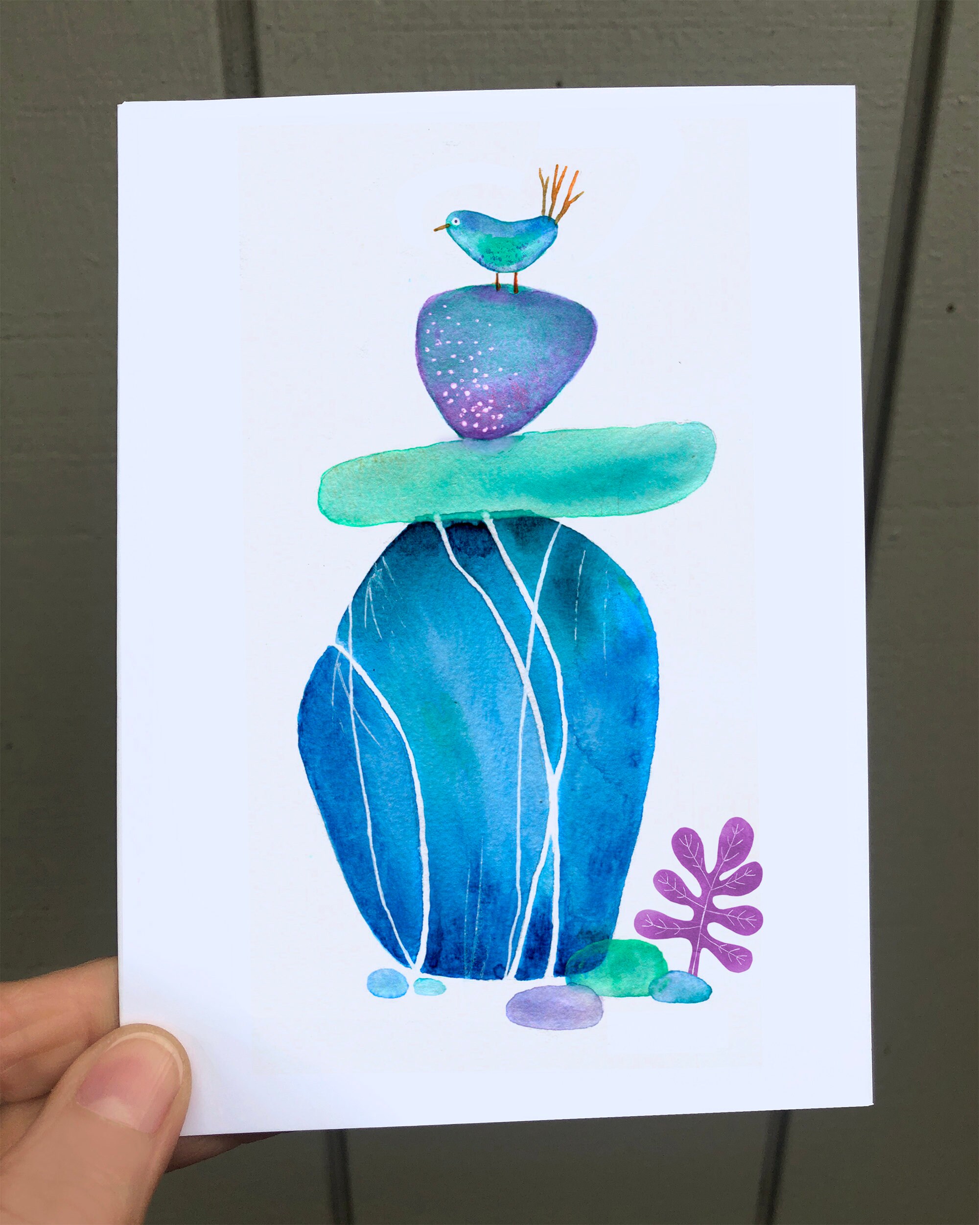 Set of 6 Art Note Cards - Rock Cairn II Collection - Etsy