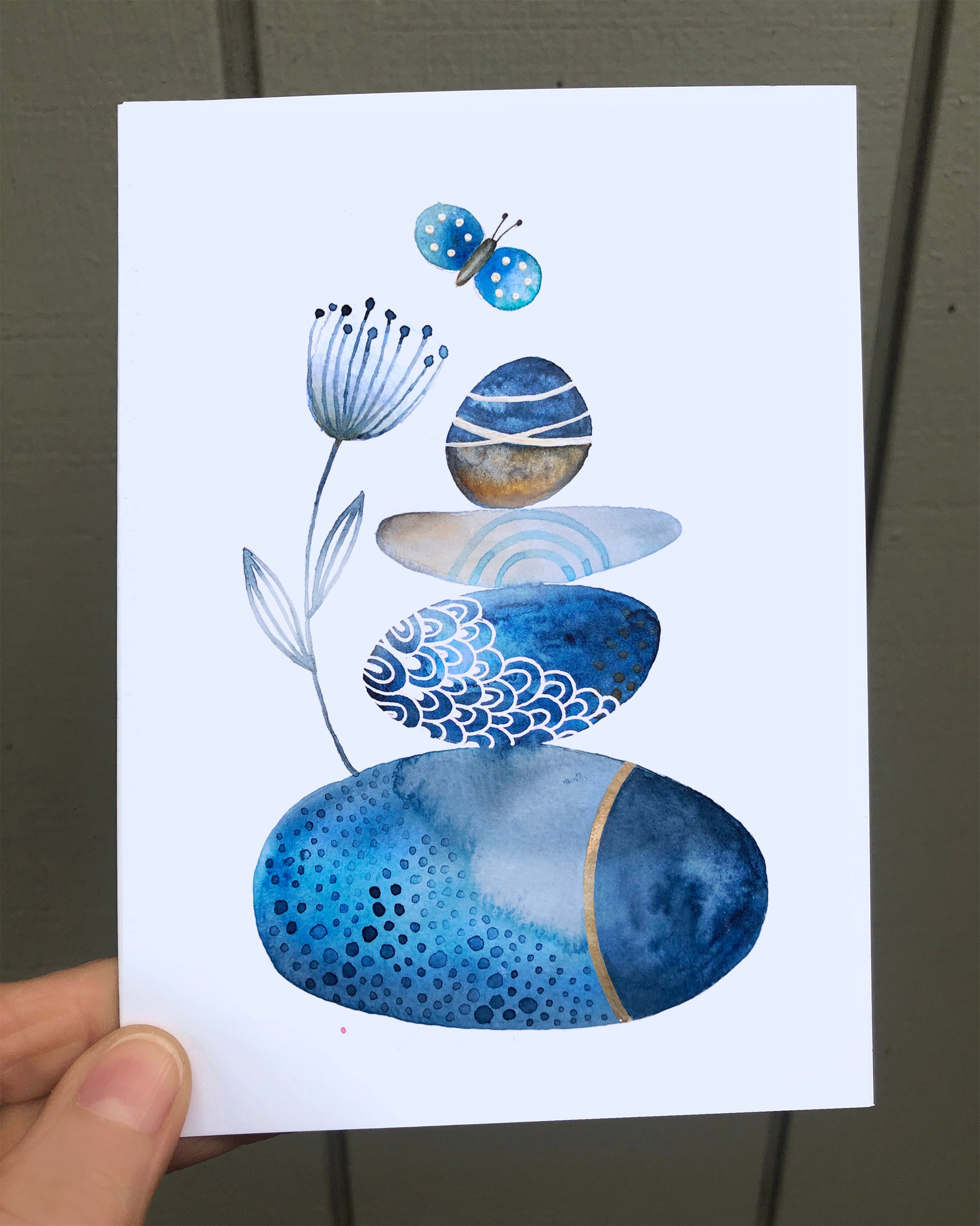 Set of 6 Art Note Cards - Rock Cairn II Collection - Etsy