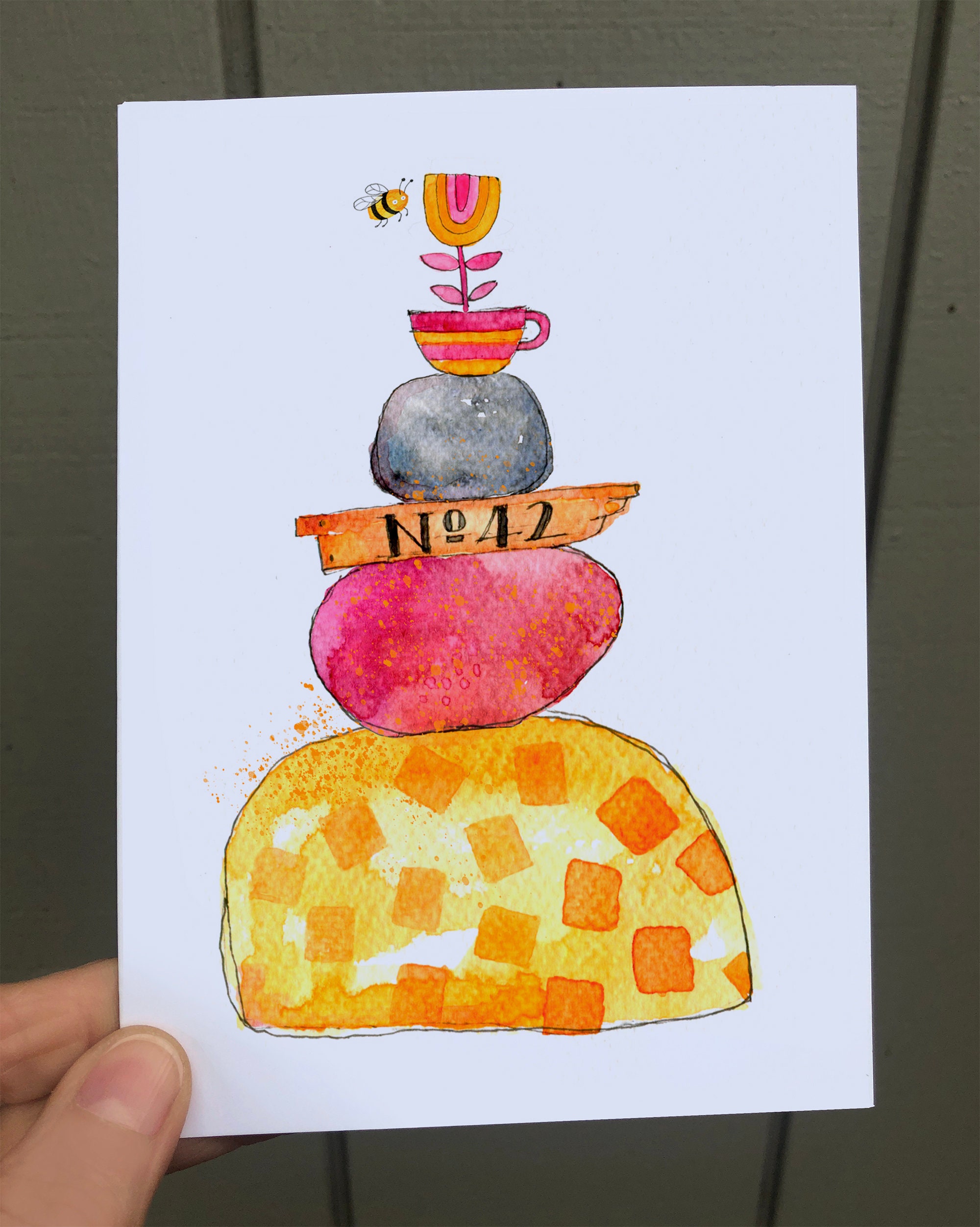 Set of 6 Art Note Cards - Rock Cairn I Collection - Etsy