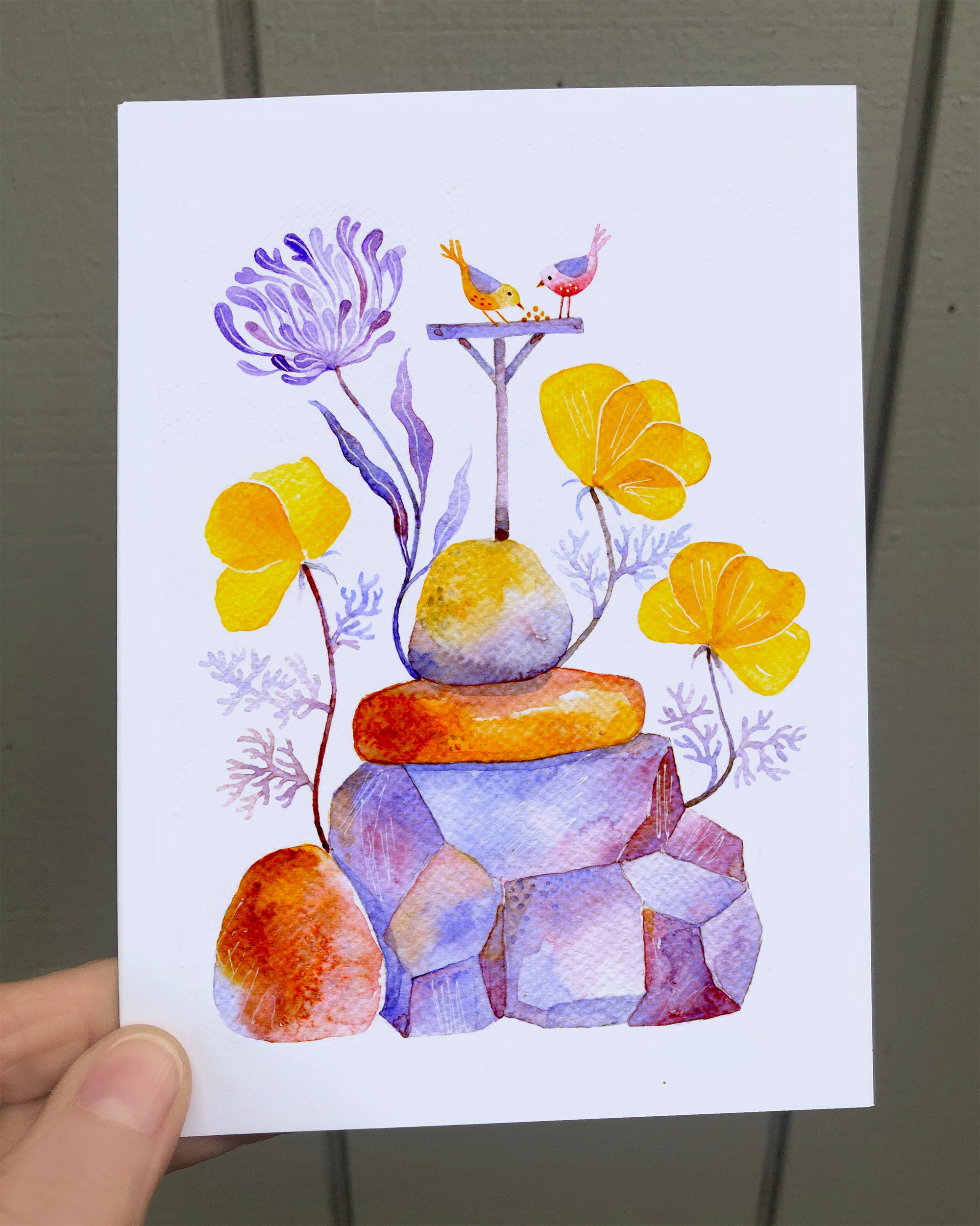 Set of 6 Art Note Cards - Rock Cairn IV Collection - Etsy
