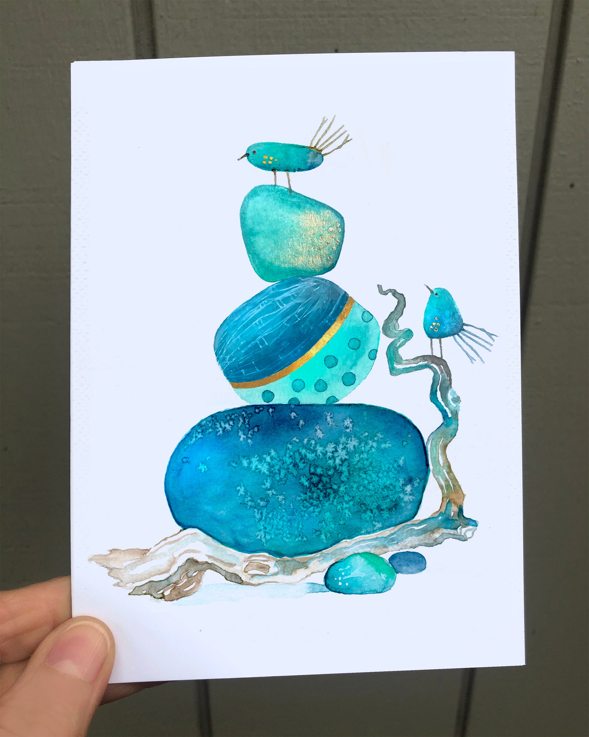 Set of 6 Art Note Cards - Rock Cairn II Collection - Etsy