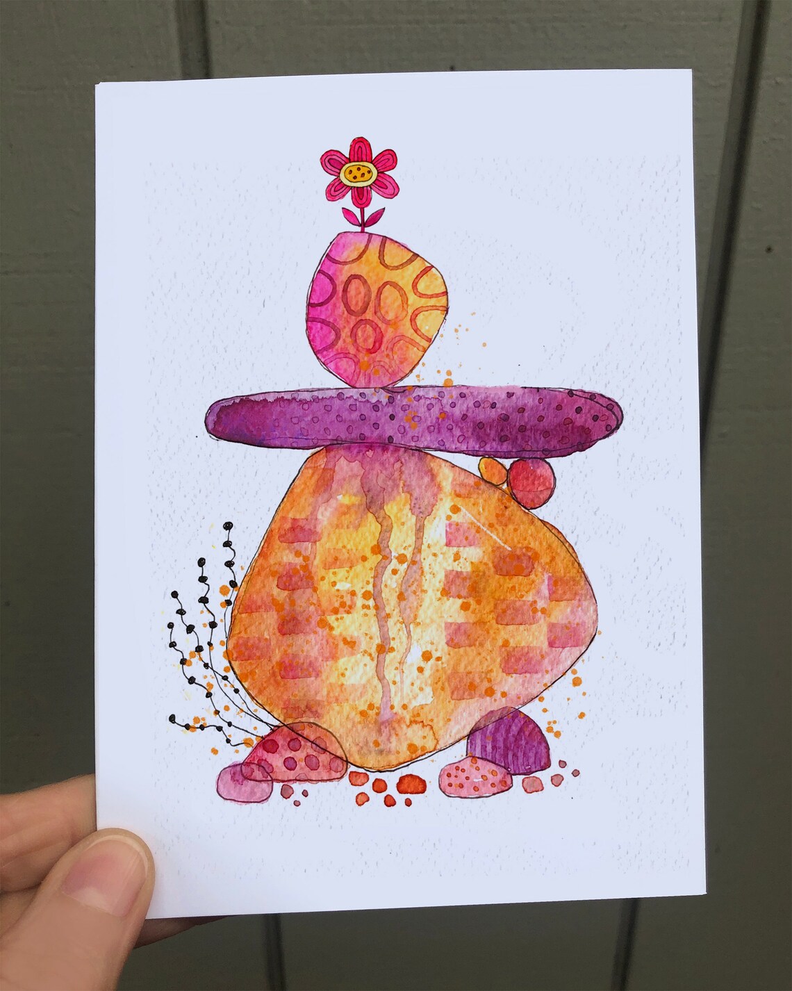 Set of 6 Art Note Cards - Rock Cairn I Collection - Etsy