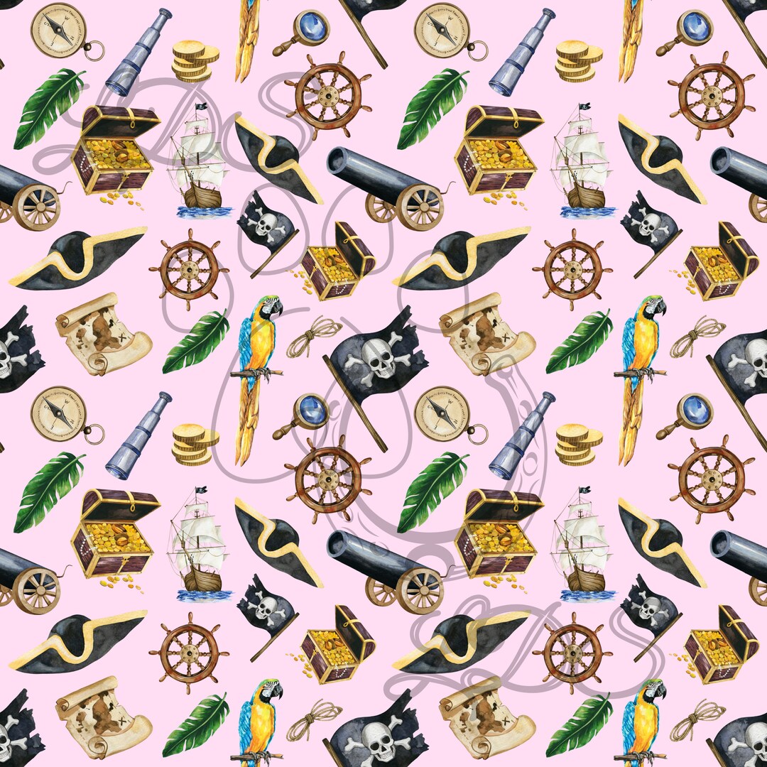 Seamless Pattern, Pirate Pattern, Pirate Seamless, Watercolor Pirates ...