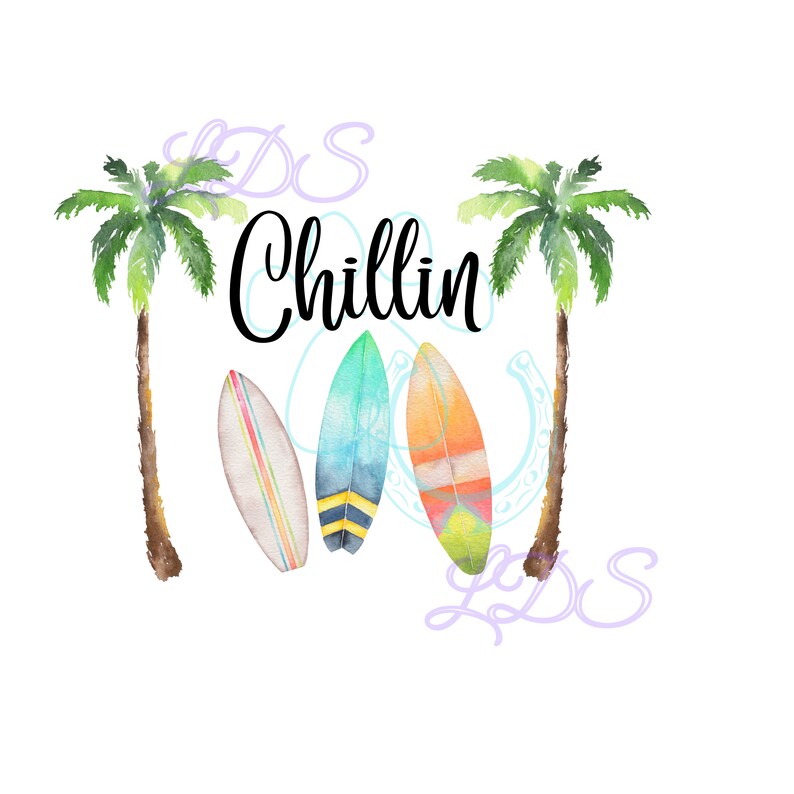 Chillin Png, Chillin Printable, Chillin Beach, Surfboards, Palm Trees ...