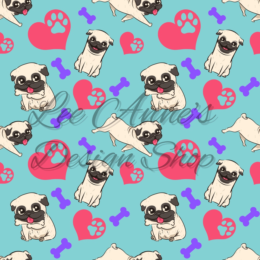 Seamless Pattern, Dogs Seamless Pattern, Pug Seamless, Dog Seamless ...
